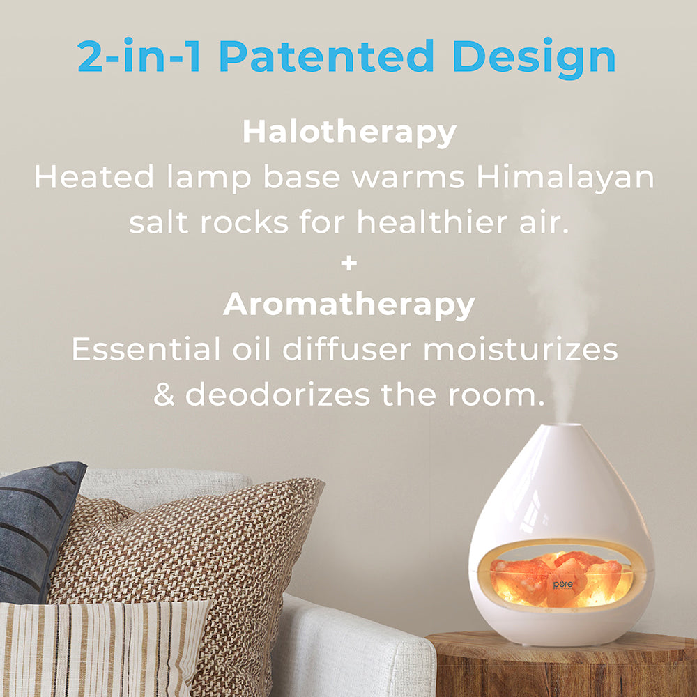 PureGlow™ Crystal Himalayan Salt Rock Lamp & Essential Oil Diffuser ...