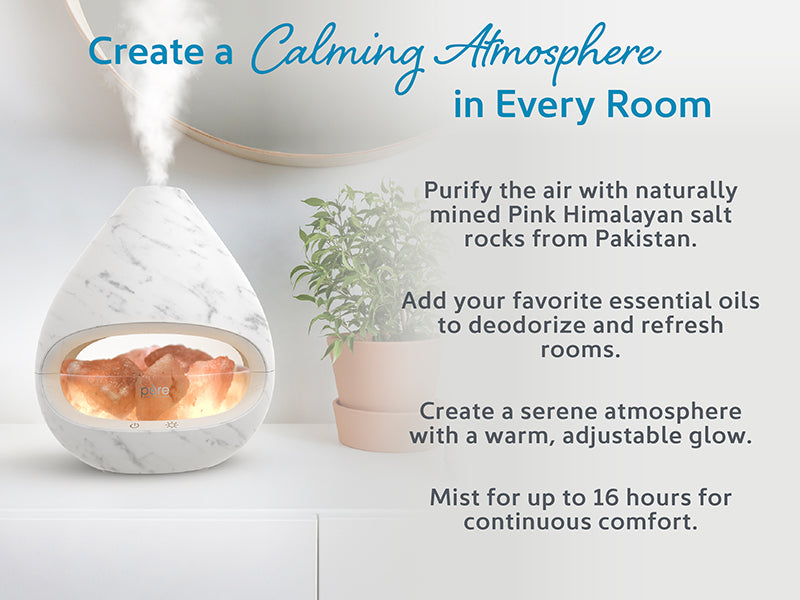 PureGlow™ Crystal Himalayan Salt Rock Lamp & Essential Oil Diffuser ...