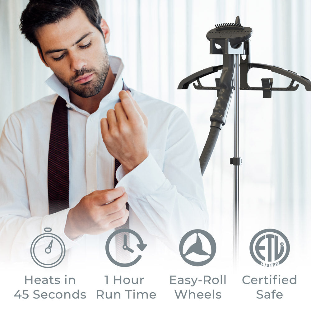 PureSteam™ XL Standing Steamer with Garment Hanger | Pure Enrichment®